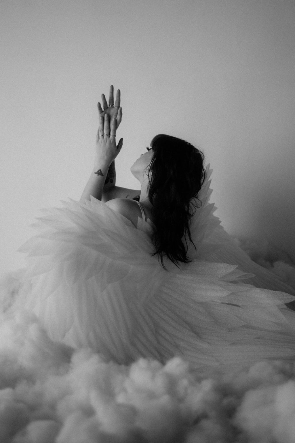Ethereal Angel Wing Boudoir Photos | DIY Cloud Photography Backdrop